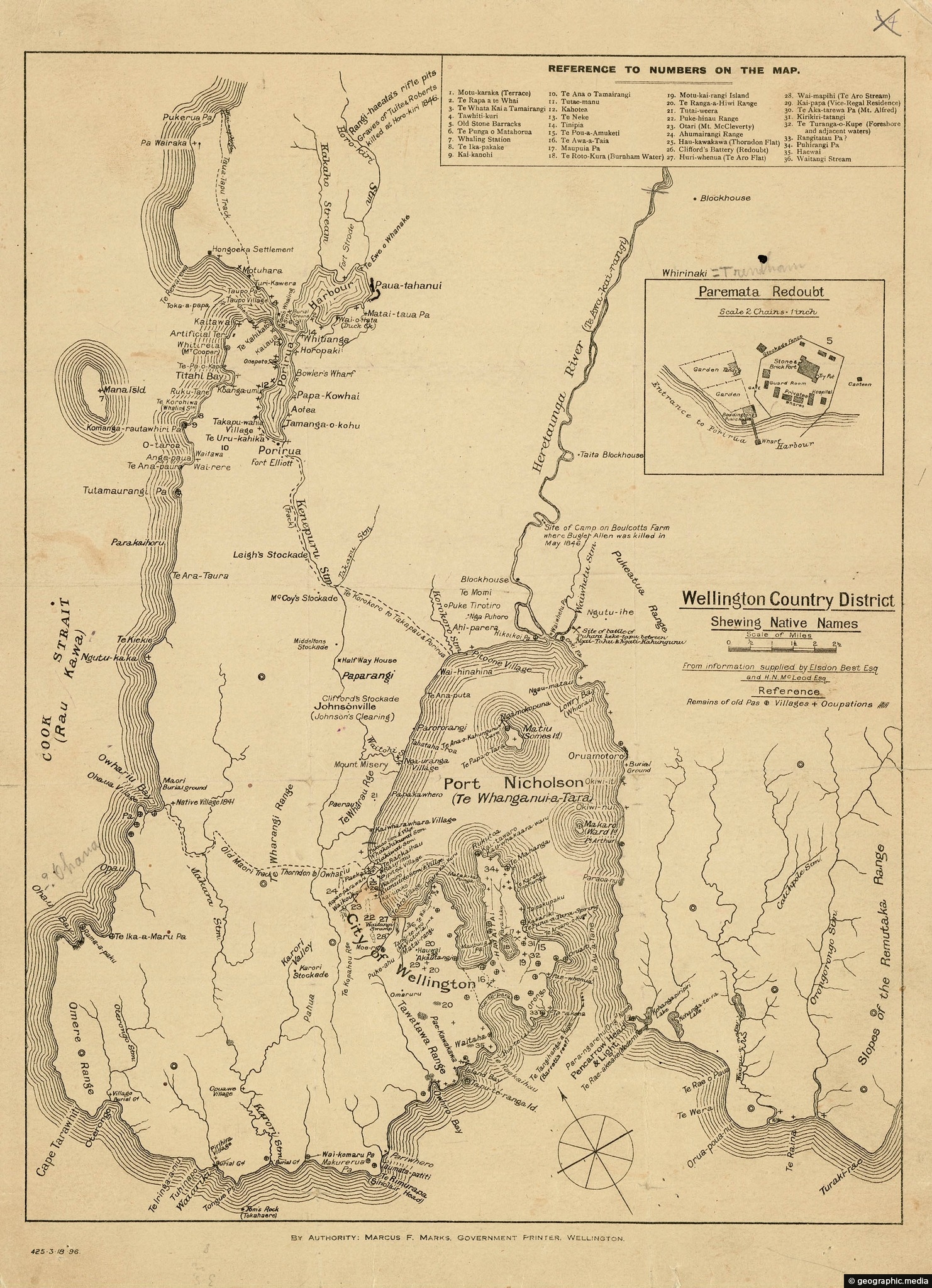 Wellington District Map with Māori Names (c1916) - Geographic Media